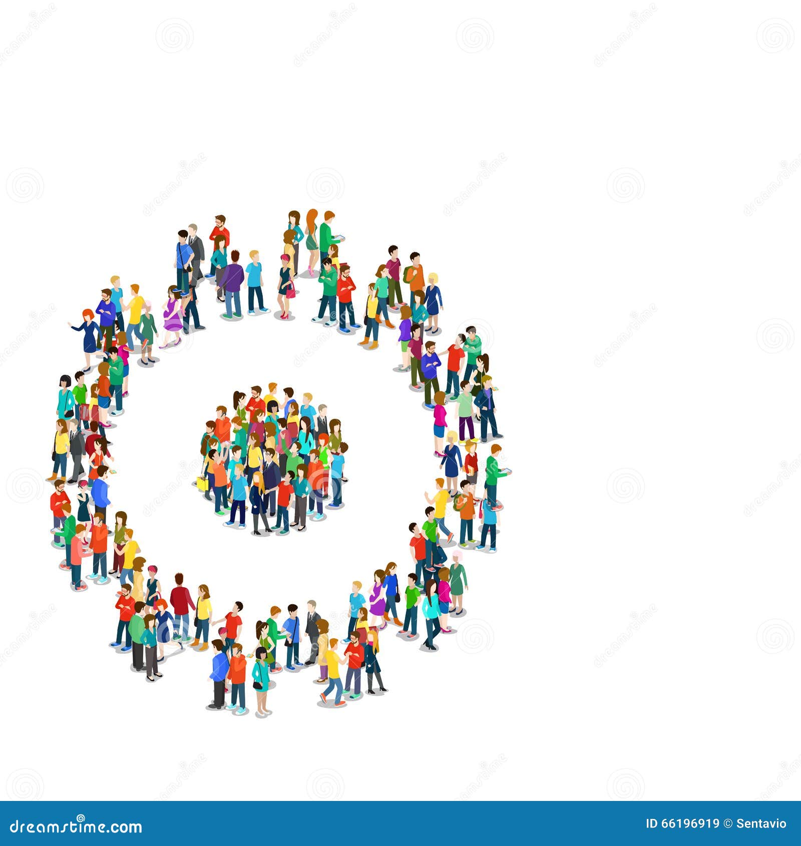 Crowd Group Forming Cog Wheel People Flat 3d Isometric Vector Stock ...