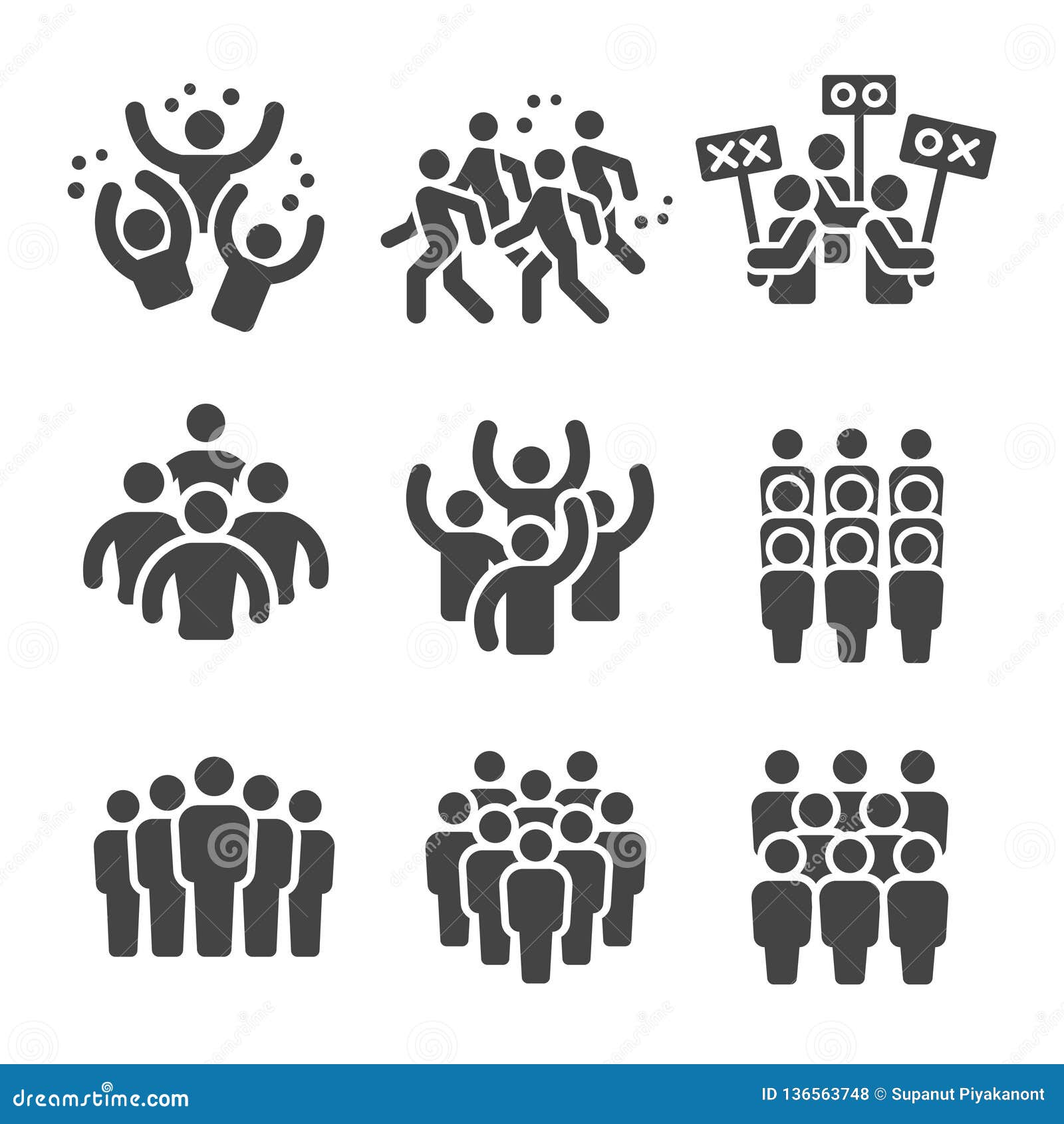 Crowd icon set stock vector. Illustration of leadership - 136563748