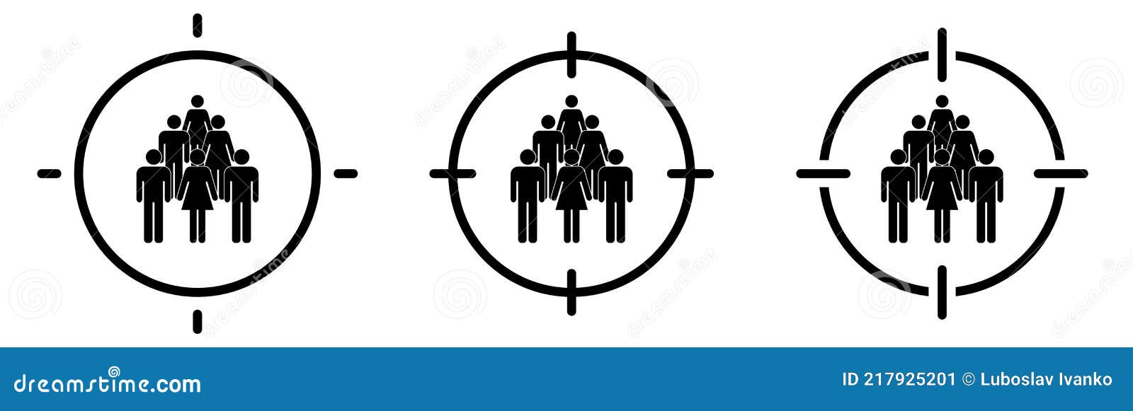 Crowd or Group Icon in Target Crosshair. Focus on, Targeting People ...
