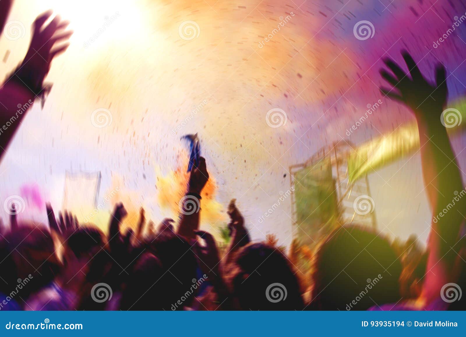 Crowd with Hands Up during a Concert. Stock Photo - Image of concert ...