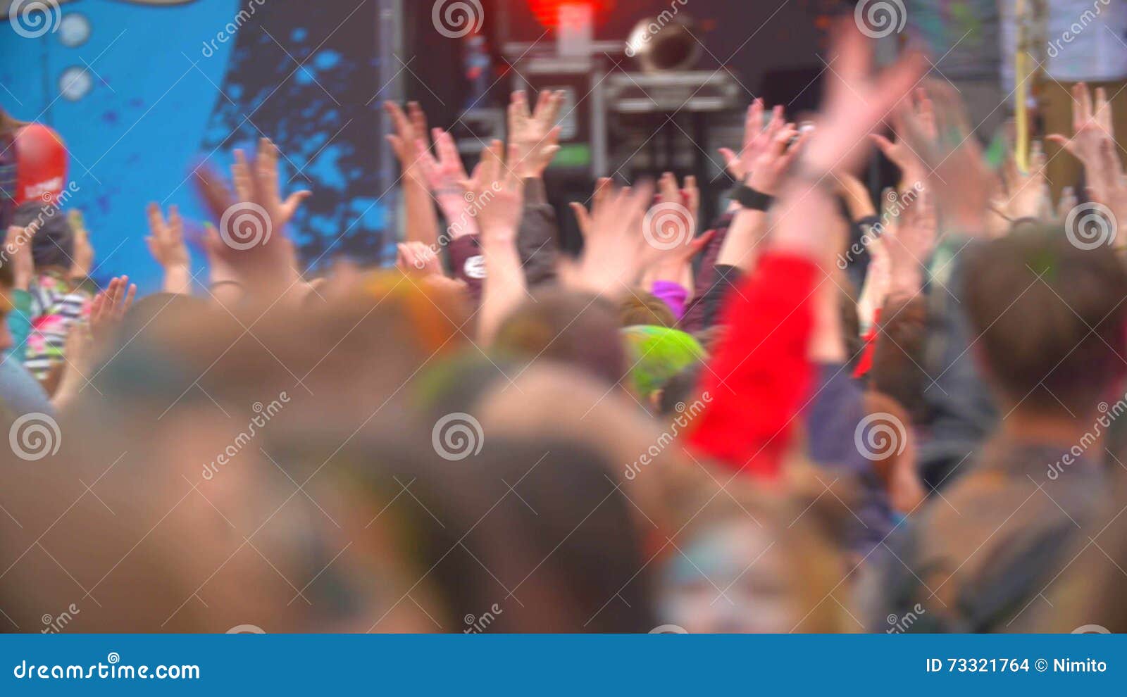 Crowd of Happy People at Concert Dancing and Waving Hands Stock Footage ...