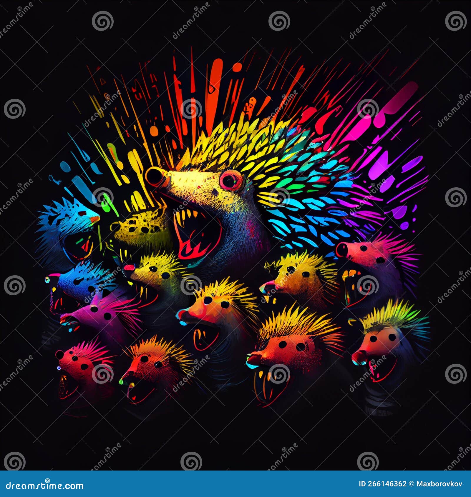 Crowd of Hedgehogs Screaming. Generative Ai Stock Illustration ...