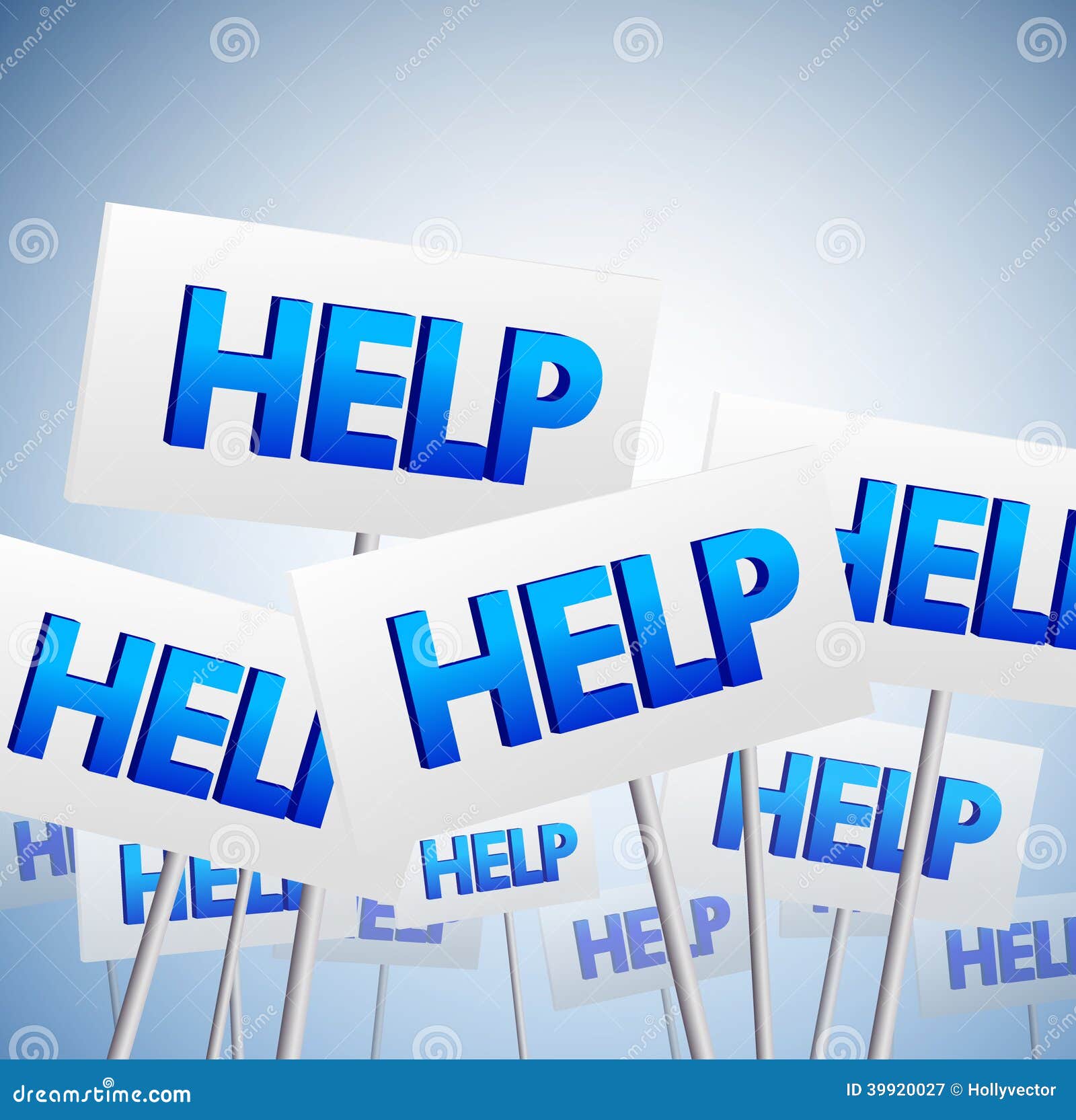 Crowd of help signs stock vector. Illustration of sign - 39920027