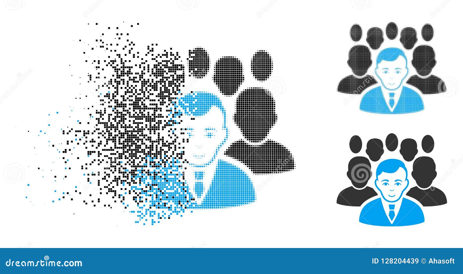Destructed Dotted Halftone Crowd Icon with Face Stock Vector ...