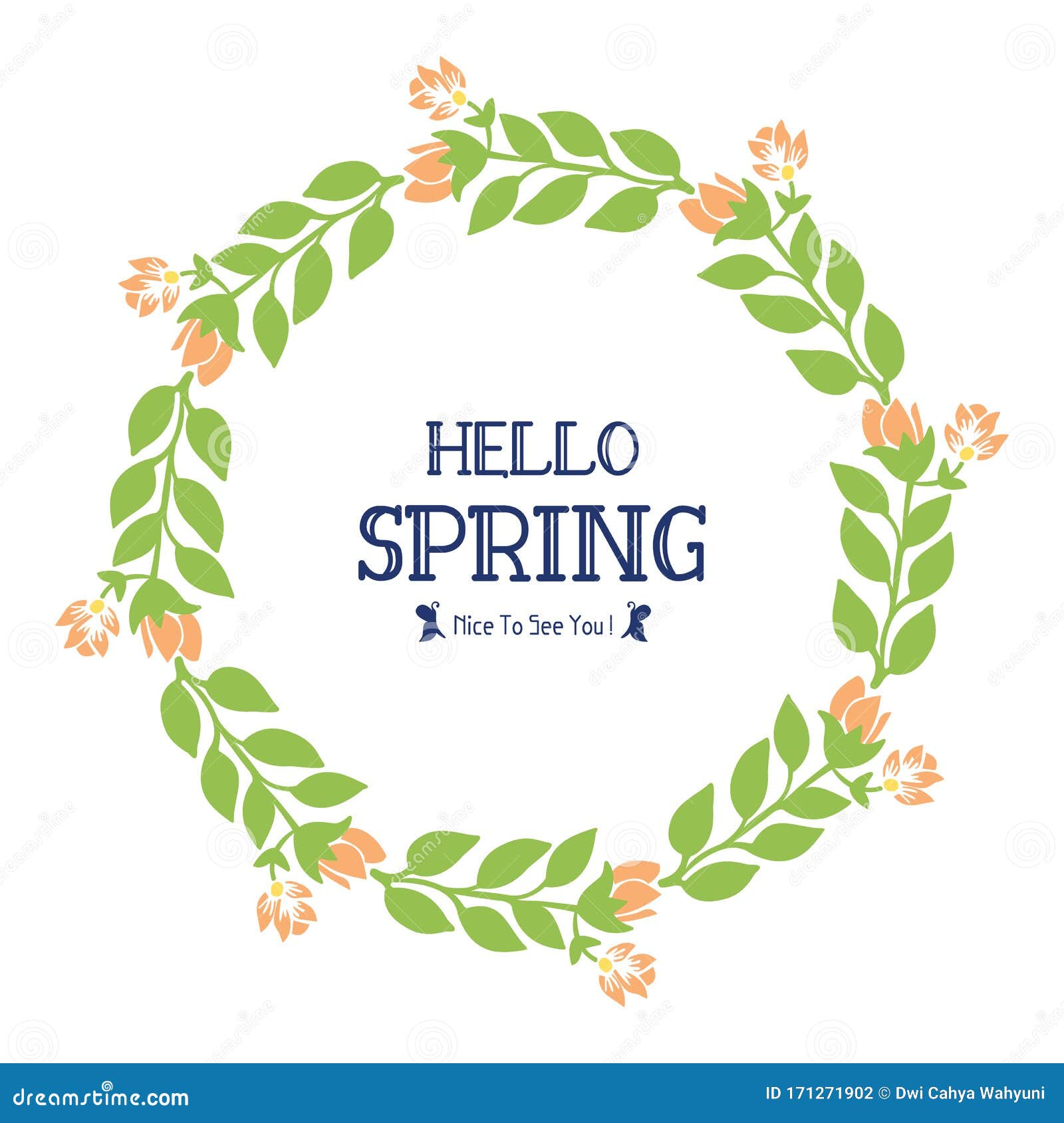 Crowd of Leaf and Floral Frame, for Hello Spring Greeting Card Design ...