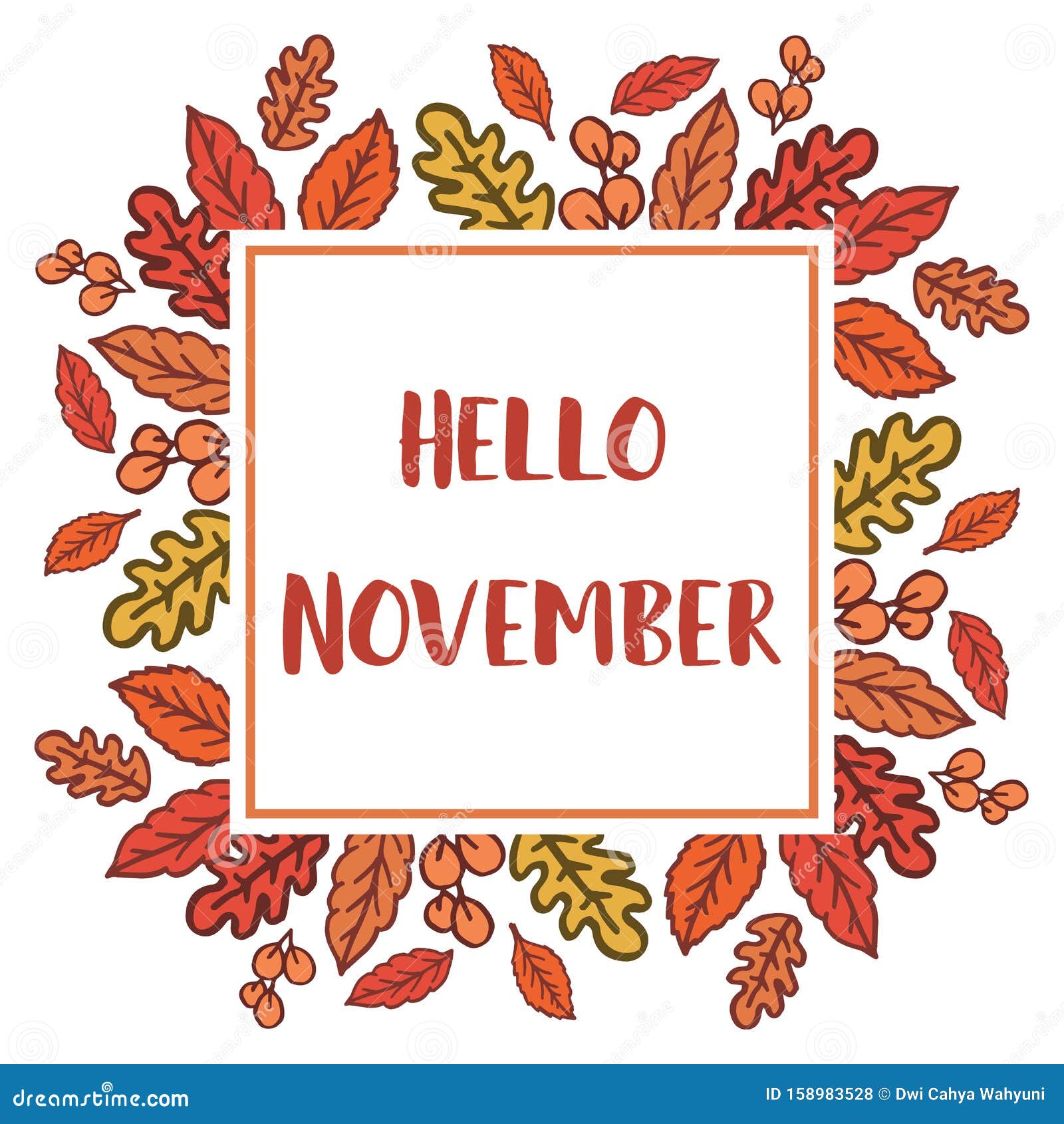 Crowd of Leaf Frame, for Poster Hello November. Vector Stock Vector ...