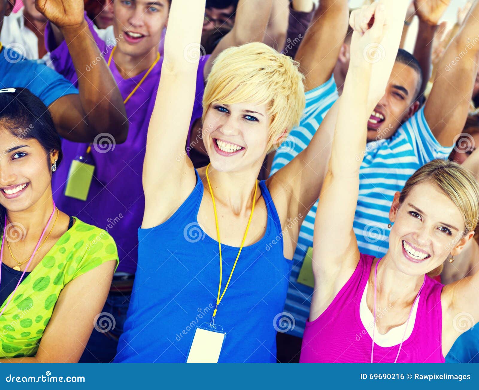 Crowd Learning Celebrating Casual Diverse Ethnic Concept Stock Photo ...