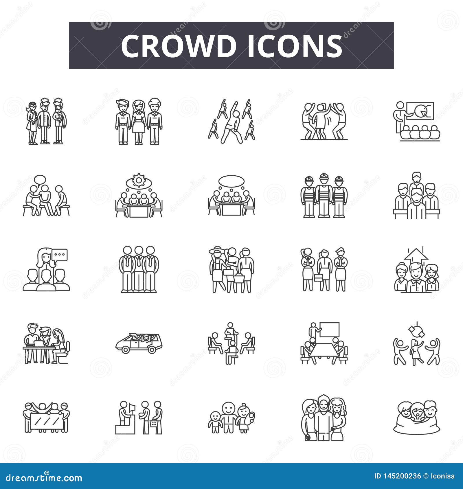 Crowd Line Icons, Signs, Vector Set, Outline Illustration Concept Stock ...