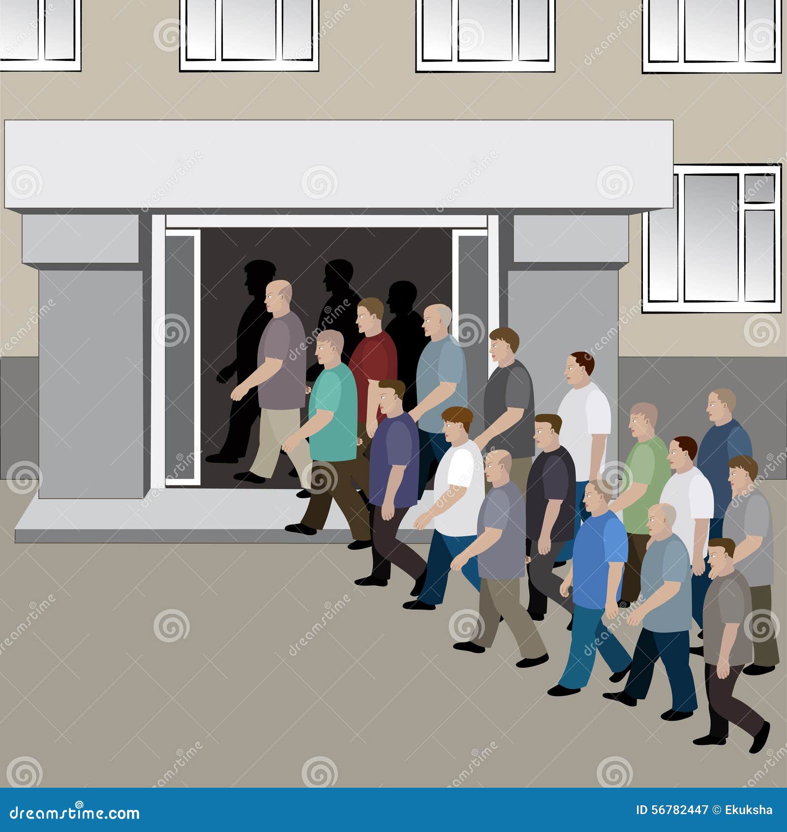 The Crowd of Men is Entering into the Doors of the Building Stock ...