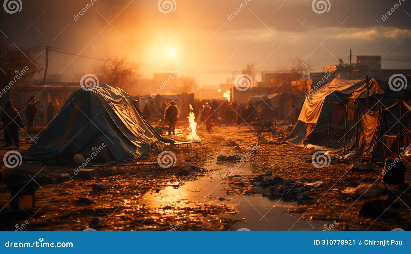 Crowd of Middle Eastern Refugees Camp Stock Image - Image of journey ...