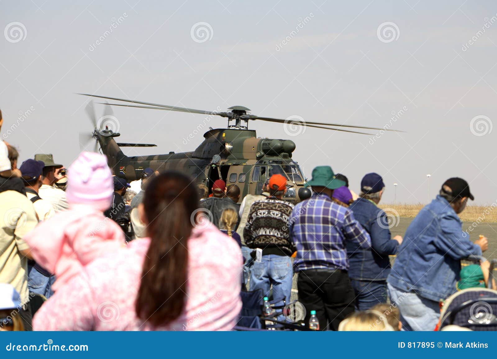 Crowd and the Military Helicopter Stock Image - Image of woman, people ...