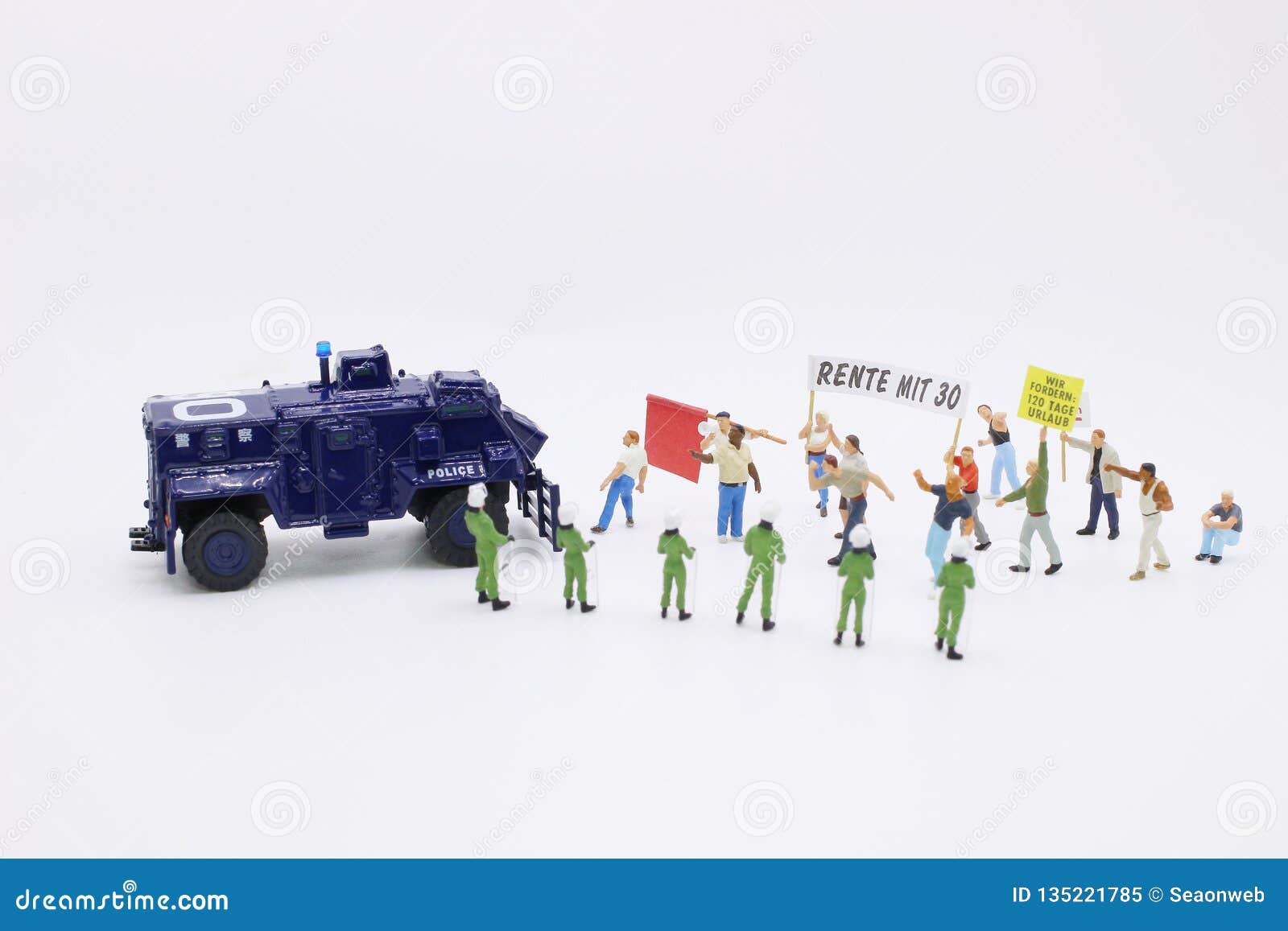 A Crowd of Mini People with Flags, Banners Stock Image - Image of ...