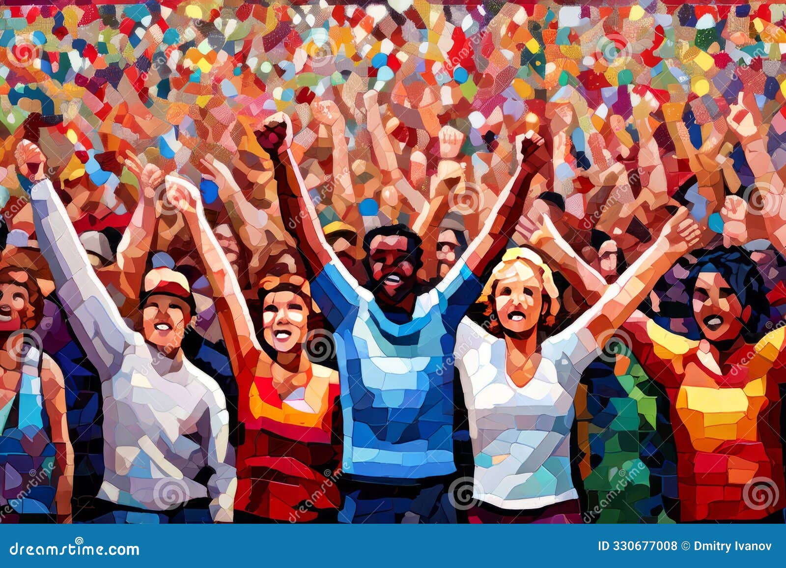 Crowd Mosaic a Pixel Art Mosaic of the Cheering Crowd Using Diff Stock ...