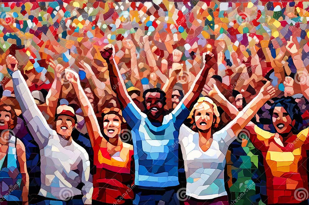 Crowd Mosaic a Pixel Art Mosaic of the Cheering Crowd Using Diff Stock ...