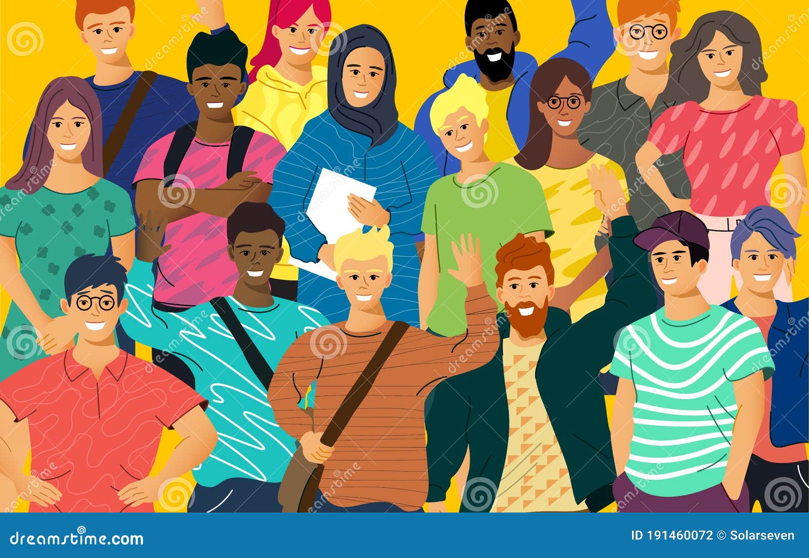 Crowd of Multicultural Young Adult People Stock Vector - Illustration ... Crowd of Multicultural Young Adult People Stock Vector - Illustration ...