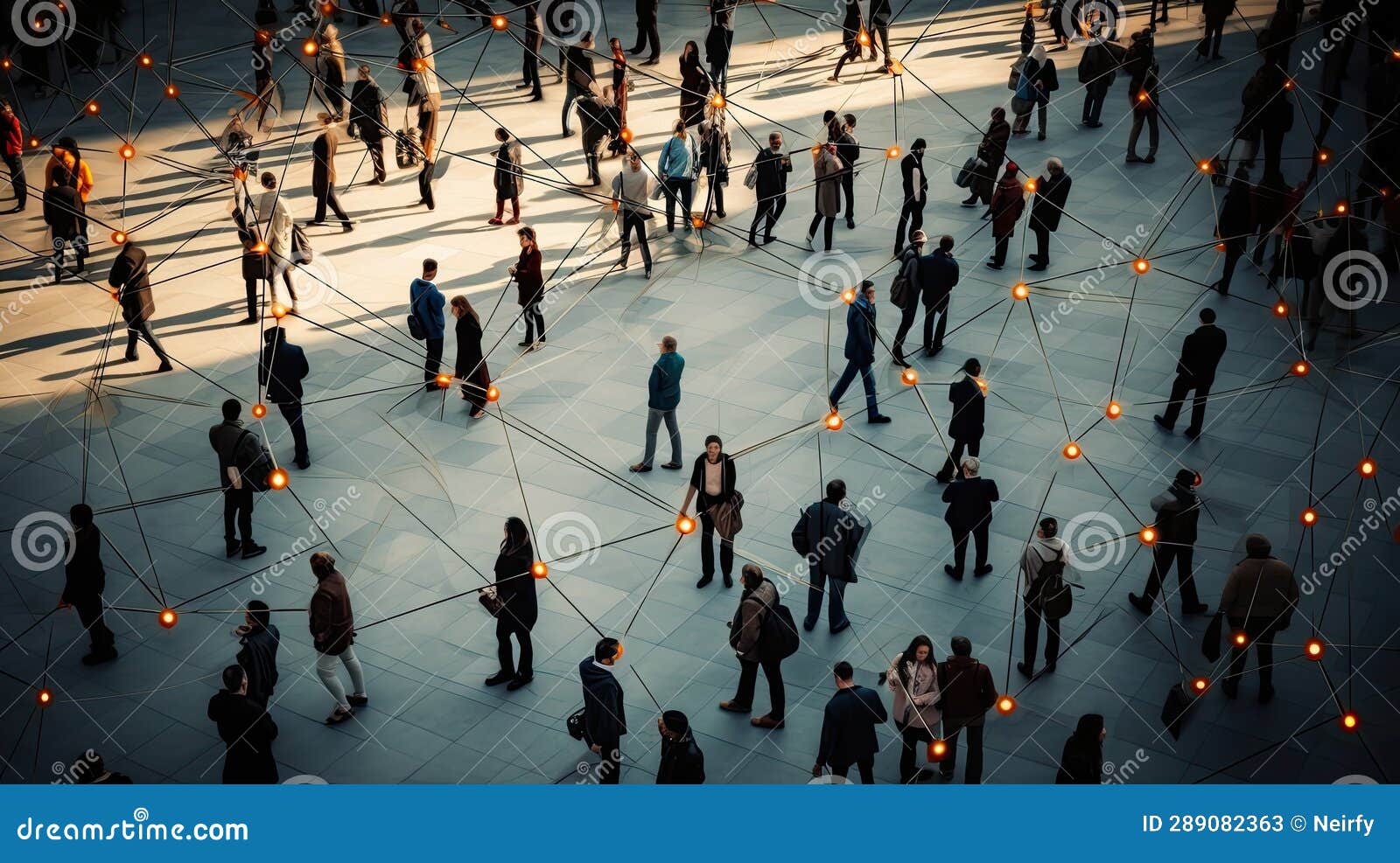 Crowd with Network Connection Stock Illustration - Illustration of ...