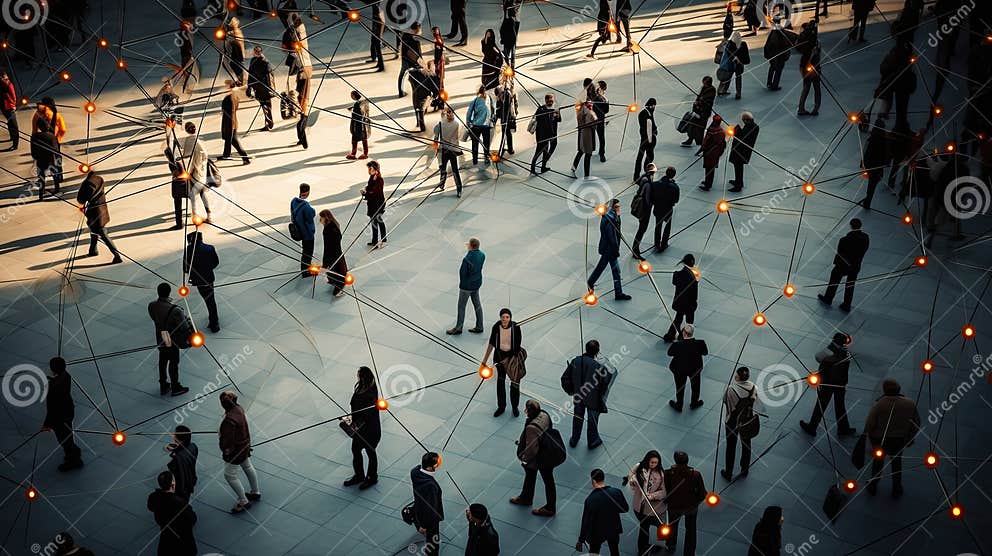 Crowd with Network Connection Stock Illustration - Illustration of ...