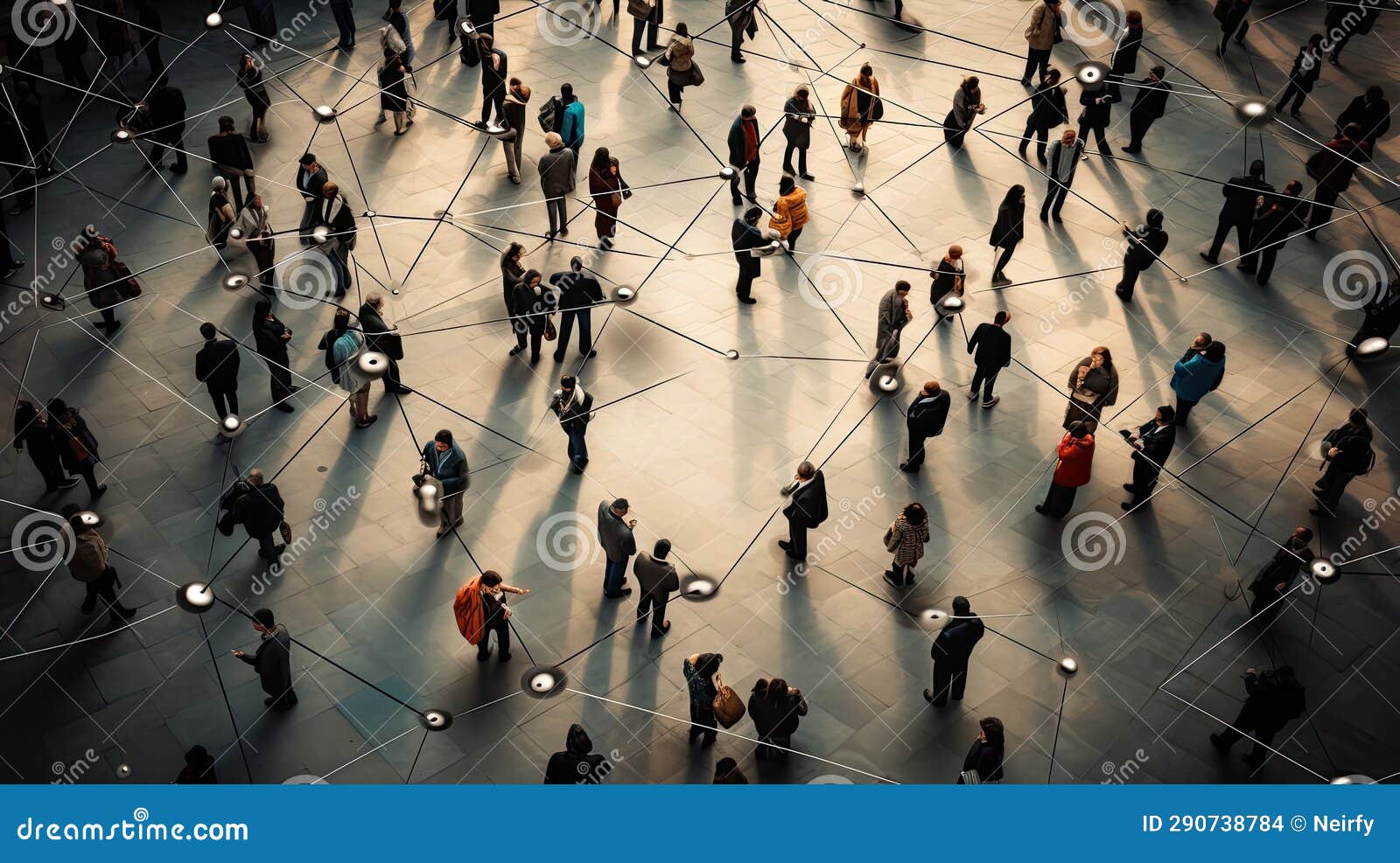 Crowd with Network Connection Stock Illustration - Illustration of ...