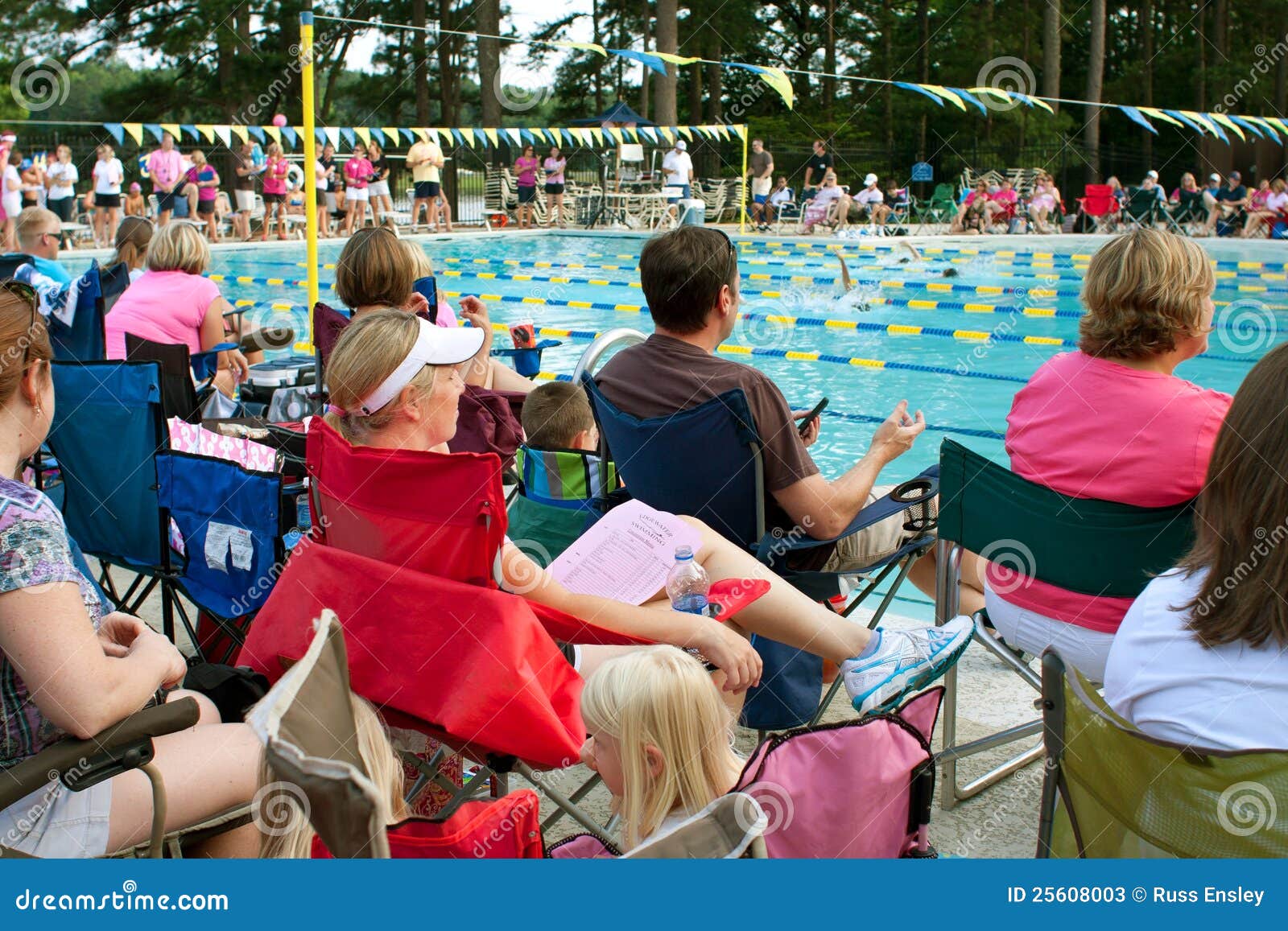 Crowd of Parents Sit Poolside To Watch Swim Meet Editorial Stock Photo ...