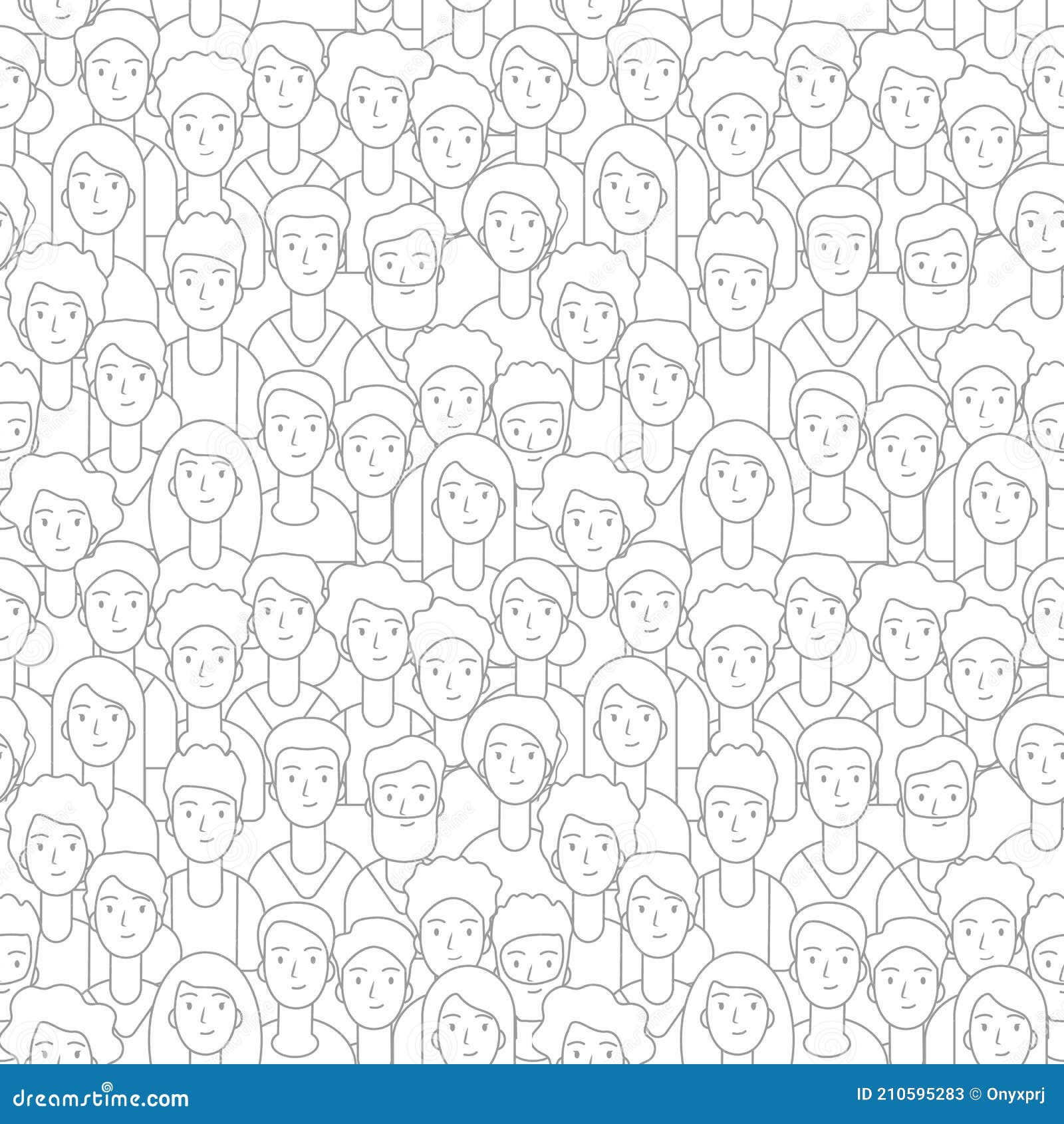 Crowd Pattern. People Faces Seamless Texture Stock Vector ...