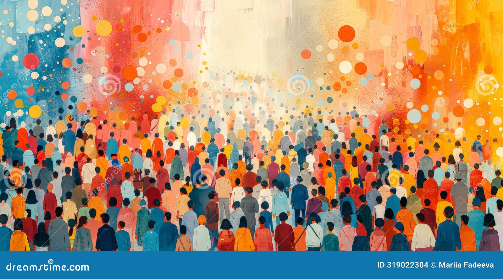Crowd of People in an Abstract Multicolored Style Representing ...