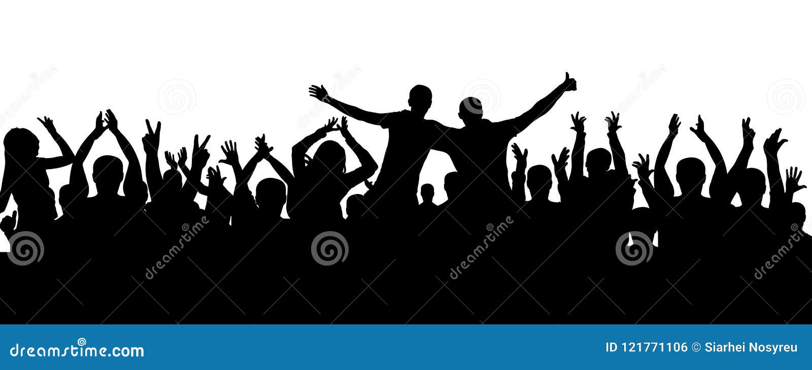 Crowd of People Applauding Silhouette. Cheerful Audience, Vector. Stock ...