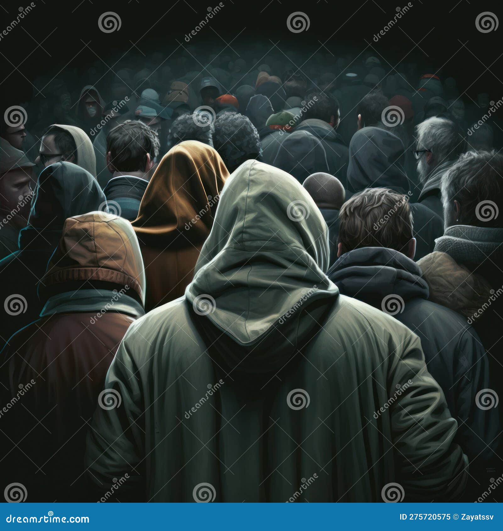Crowd of People, Back View, AI Generative Stock Illustration ...