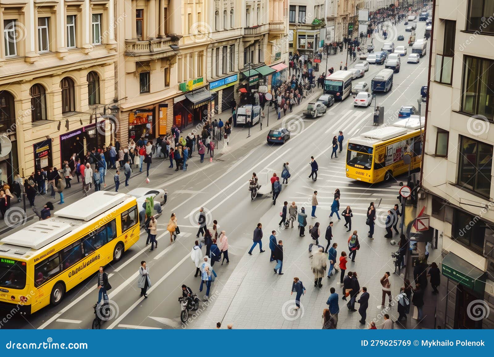Crowd of People in Center of Town, Top View. Neural Network AI ...