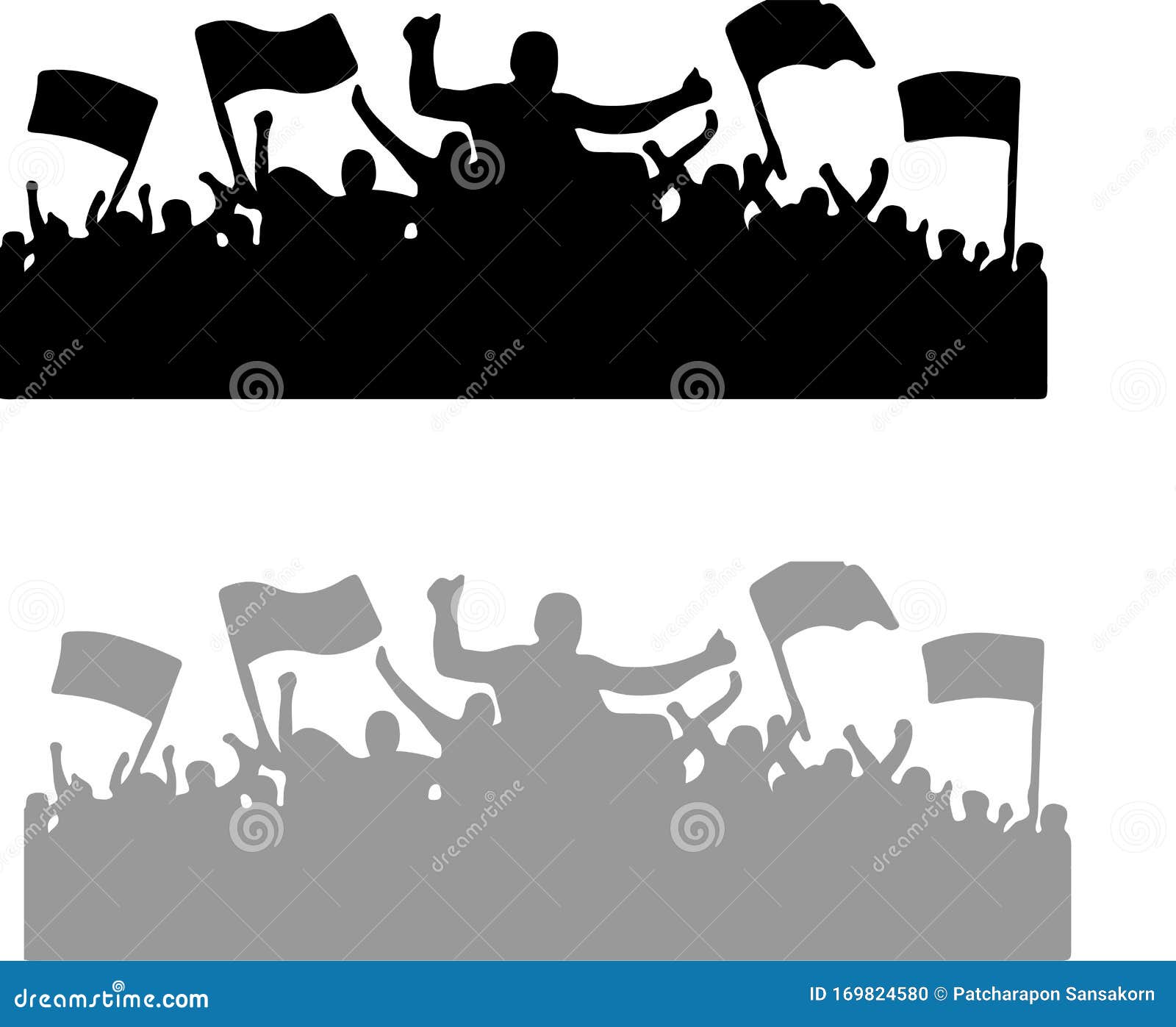 Crowd People Cheering Vector Isolated On White Background Stock ...