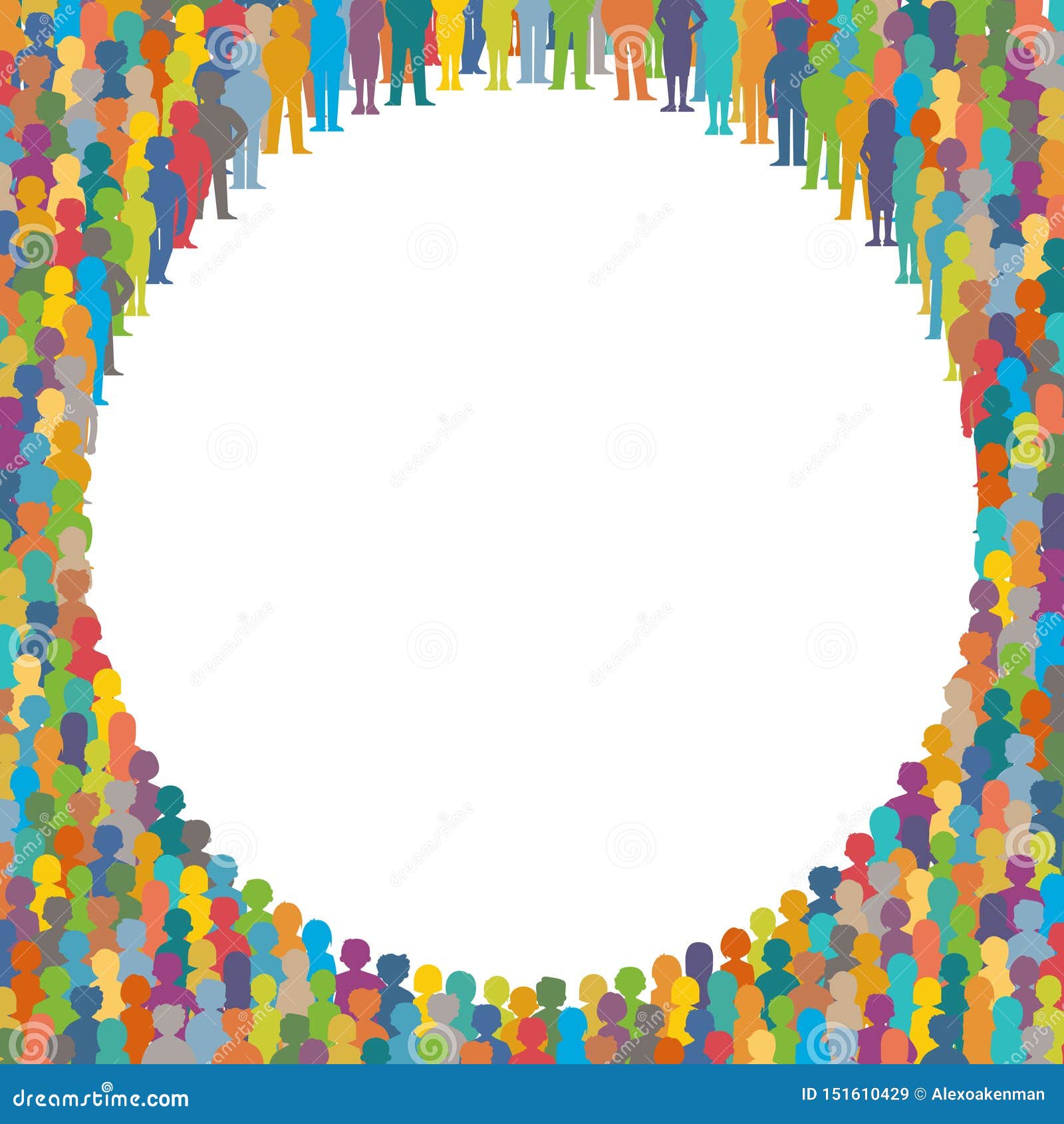 Crowd of People with Circle Empty Copyspace in Center Vector Background ...