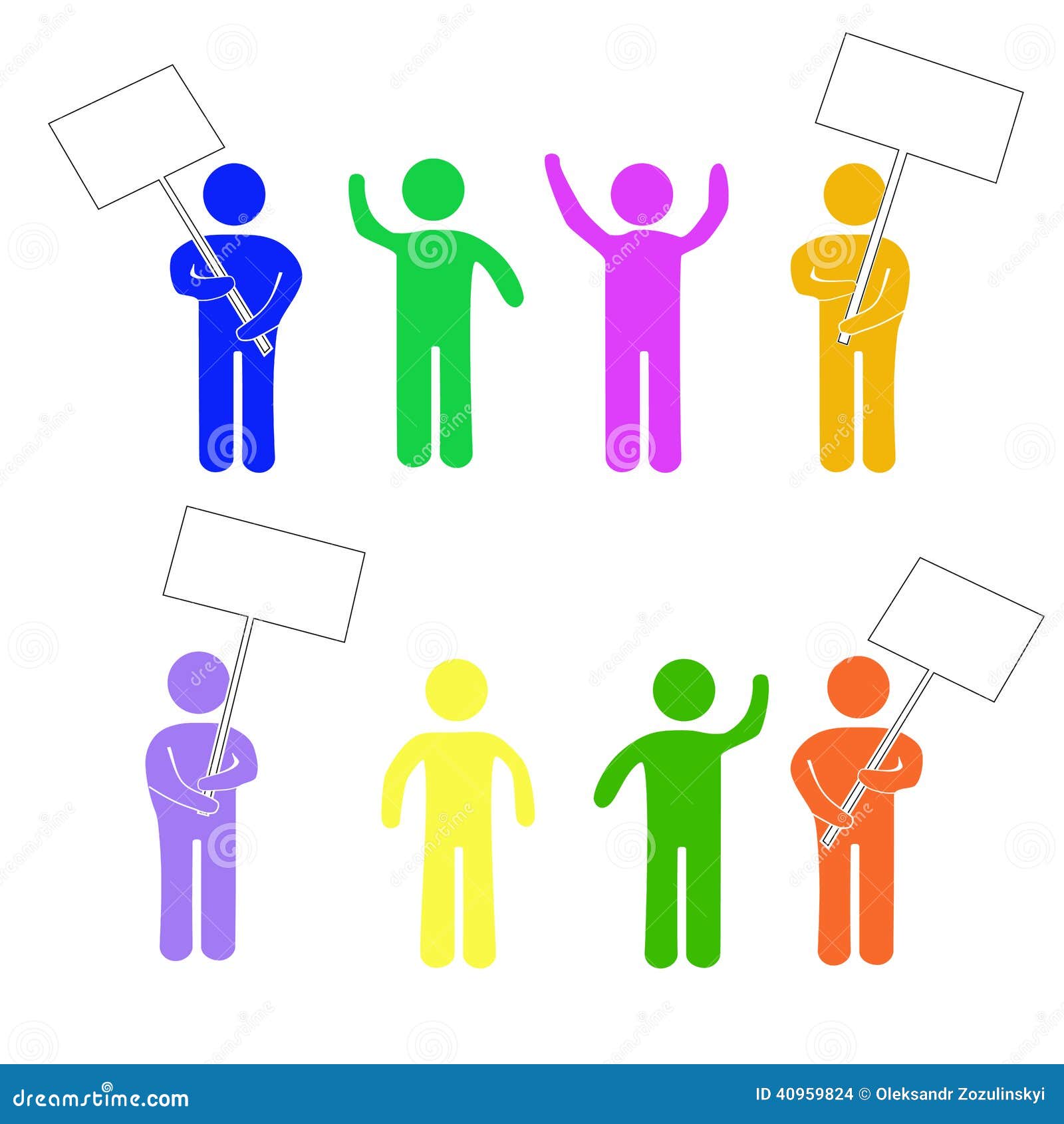 A Crowd of People of Color at a Rally with Placards. Stock Illustration ...