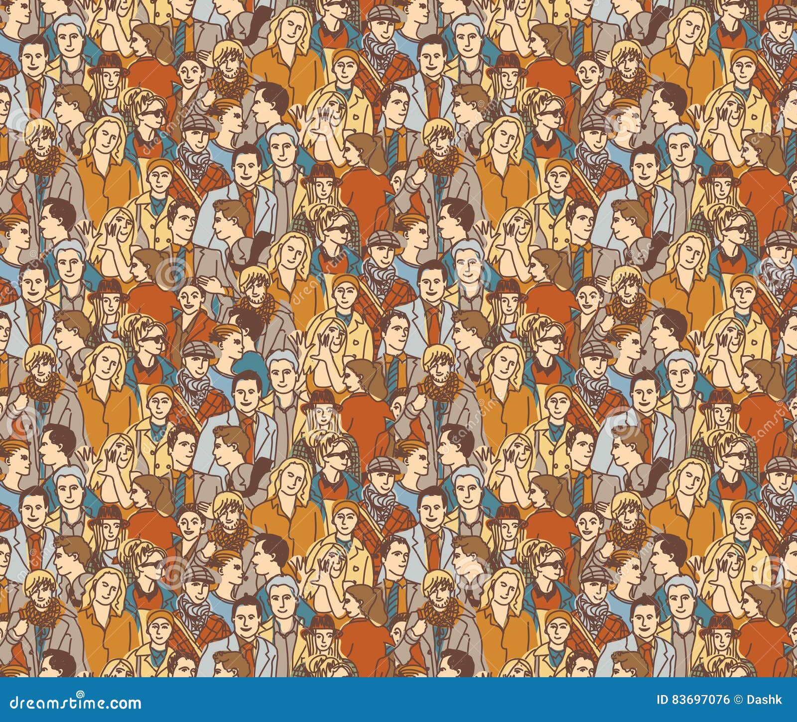 Crowd People Color Seamless Pattern. Stock Vector - Illustration of ...