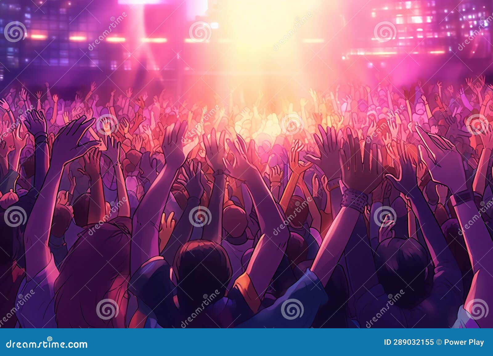 Crowd of People Dancing at a Music Festival. 3d Rendering Stock ...