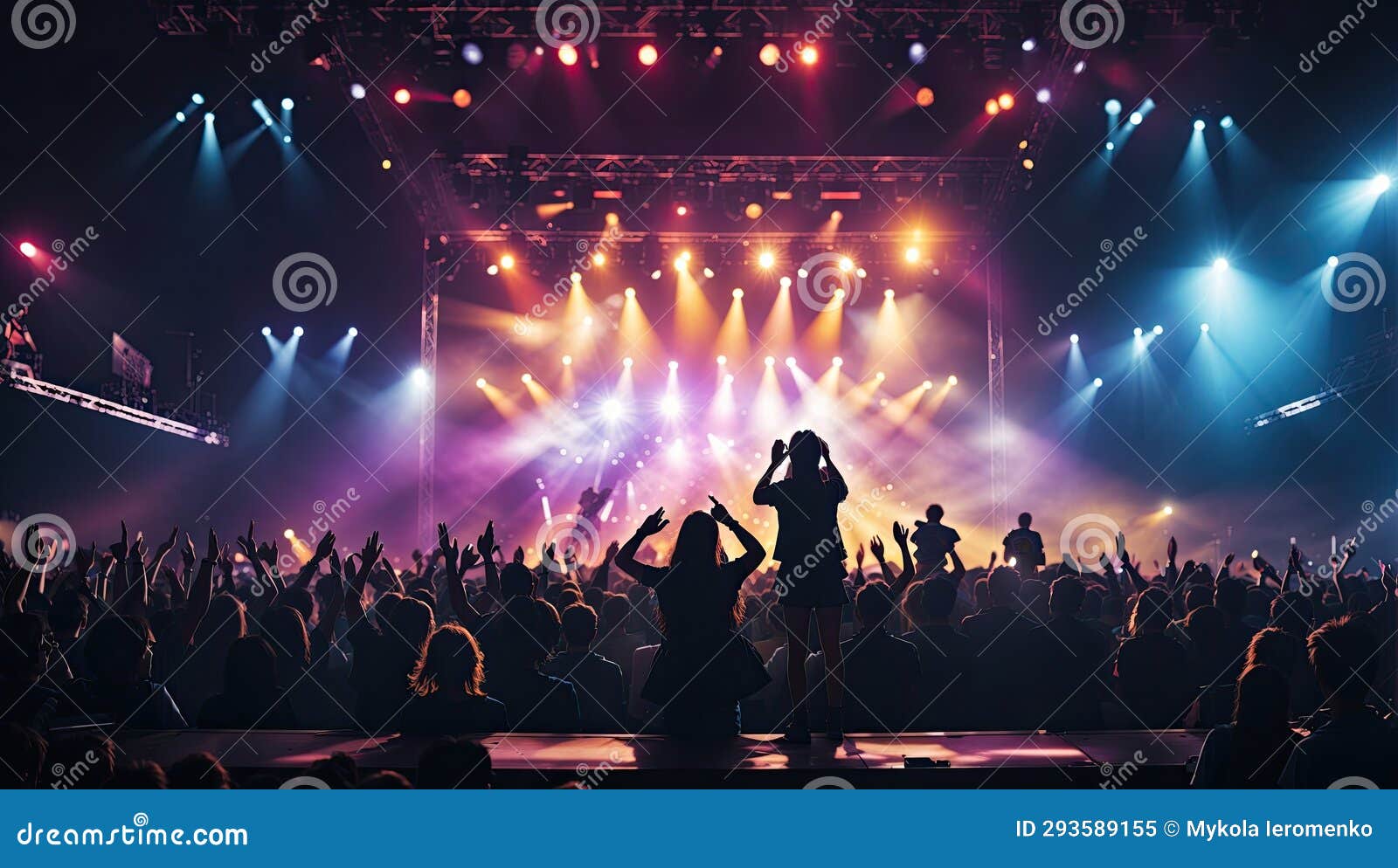 A Crowd of People at an Evening Concert Stock Illustration ...