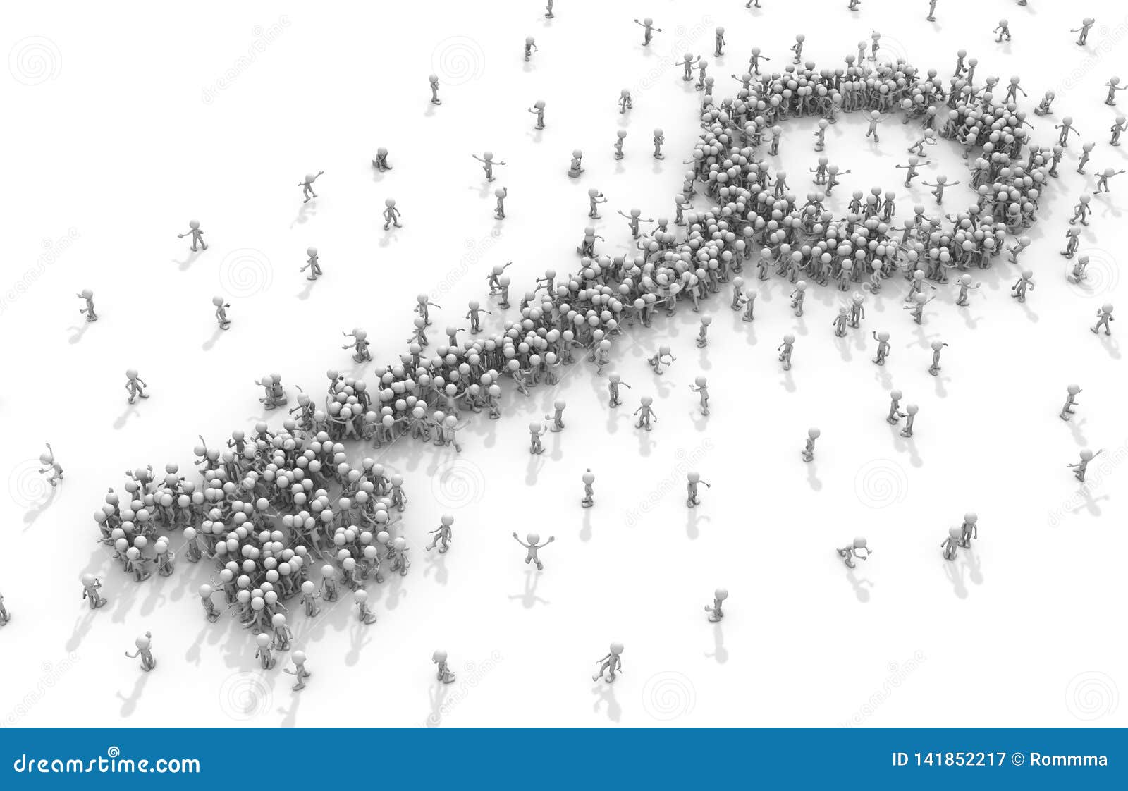 Crowd of People in Form of a Key Stock Illustration - Illustration of ...