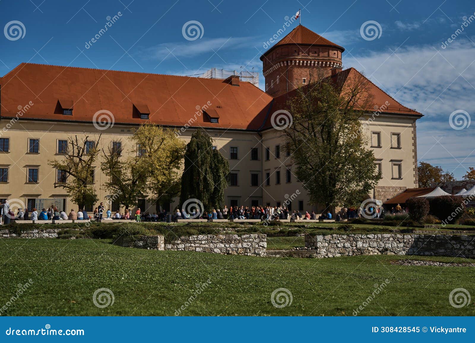 Crowd of People in Front of Krakow Castle Stock Image - Image of ...