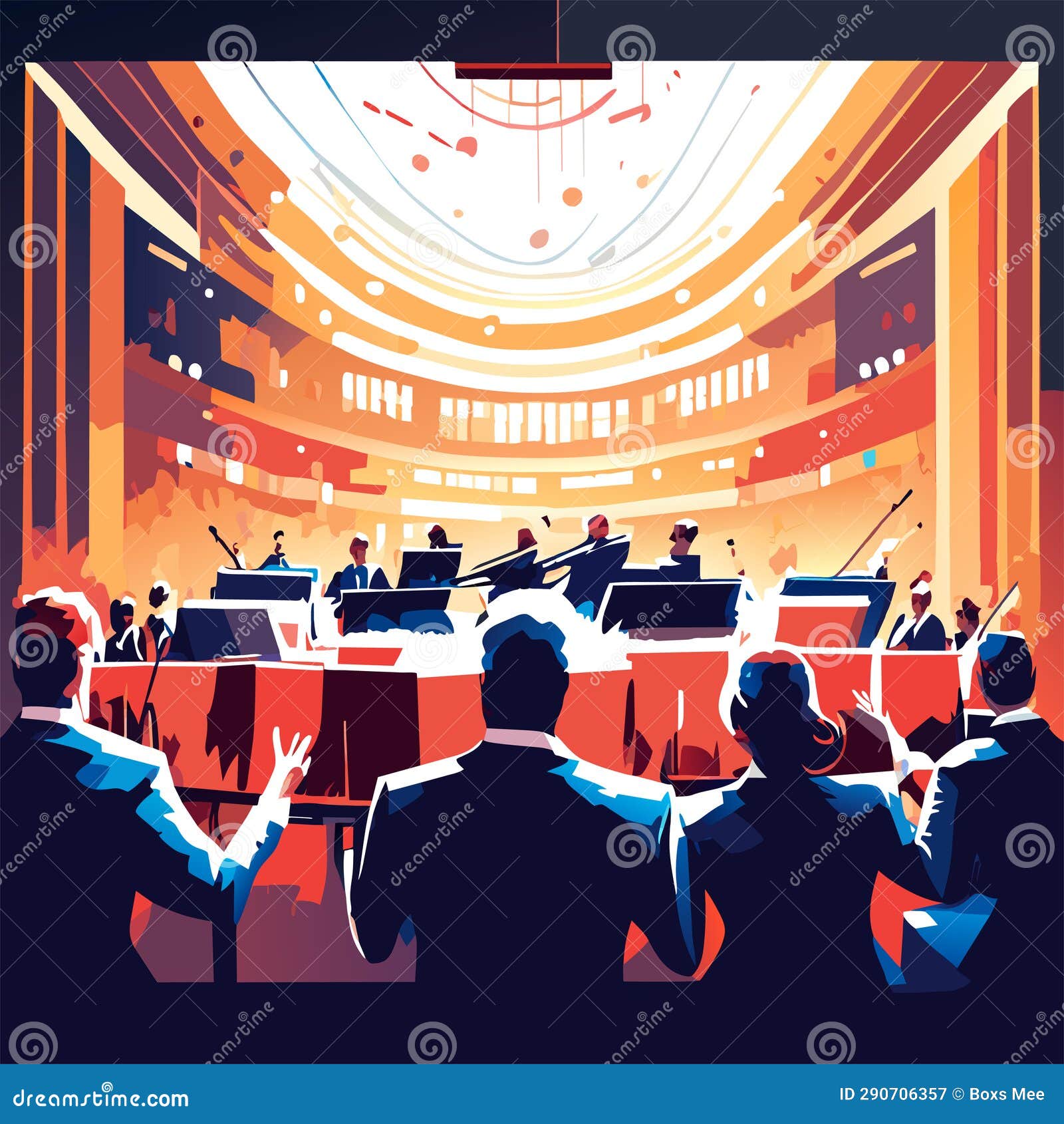 Crowd of People in Front of the Stage. Vector Illustration Stock ...