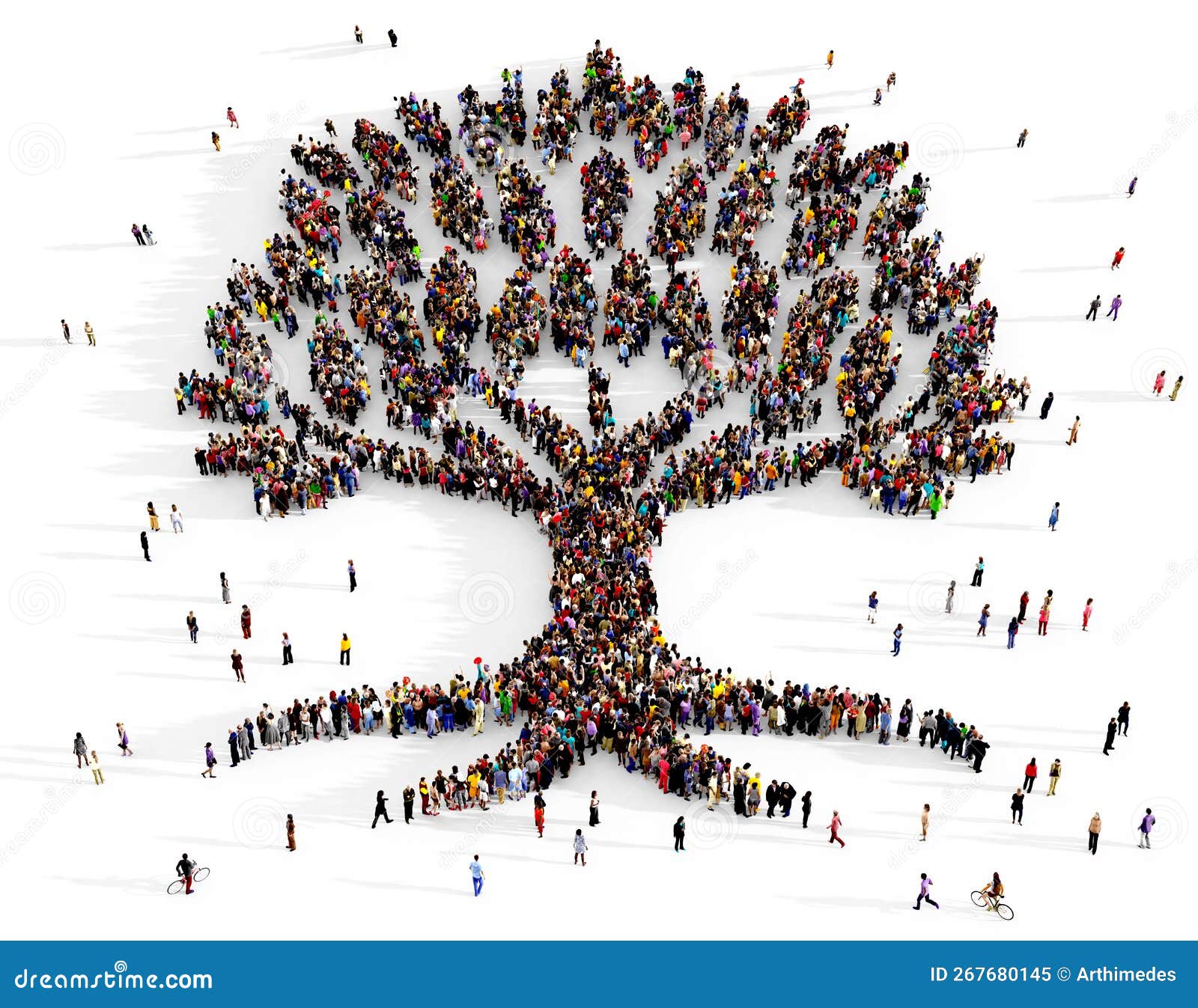 Crowd of People Gathered Together in the Shape of Large Tree, Human ...