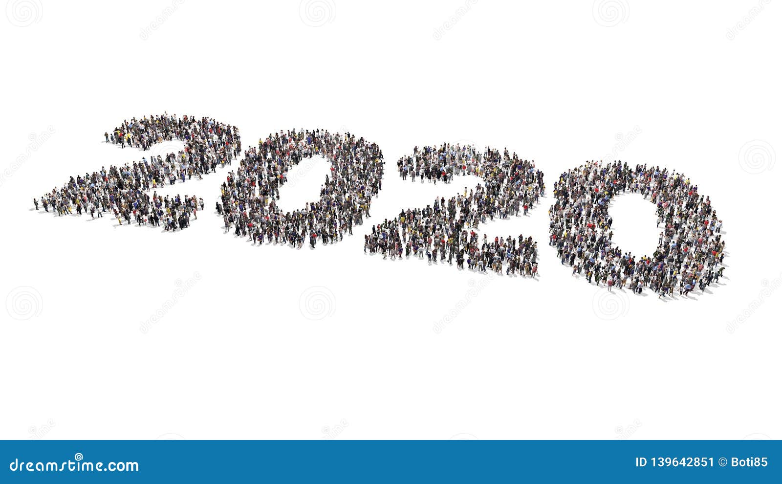 Crowd of People Forming 2020 Shape Stock Illustration - Illustration of ...