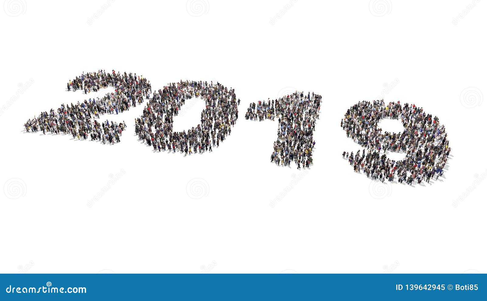 Crowd of People Forming 2019 Shape Stock Illustration - Illustration of ...