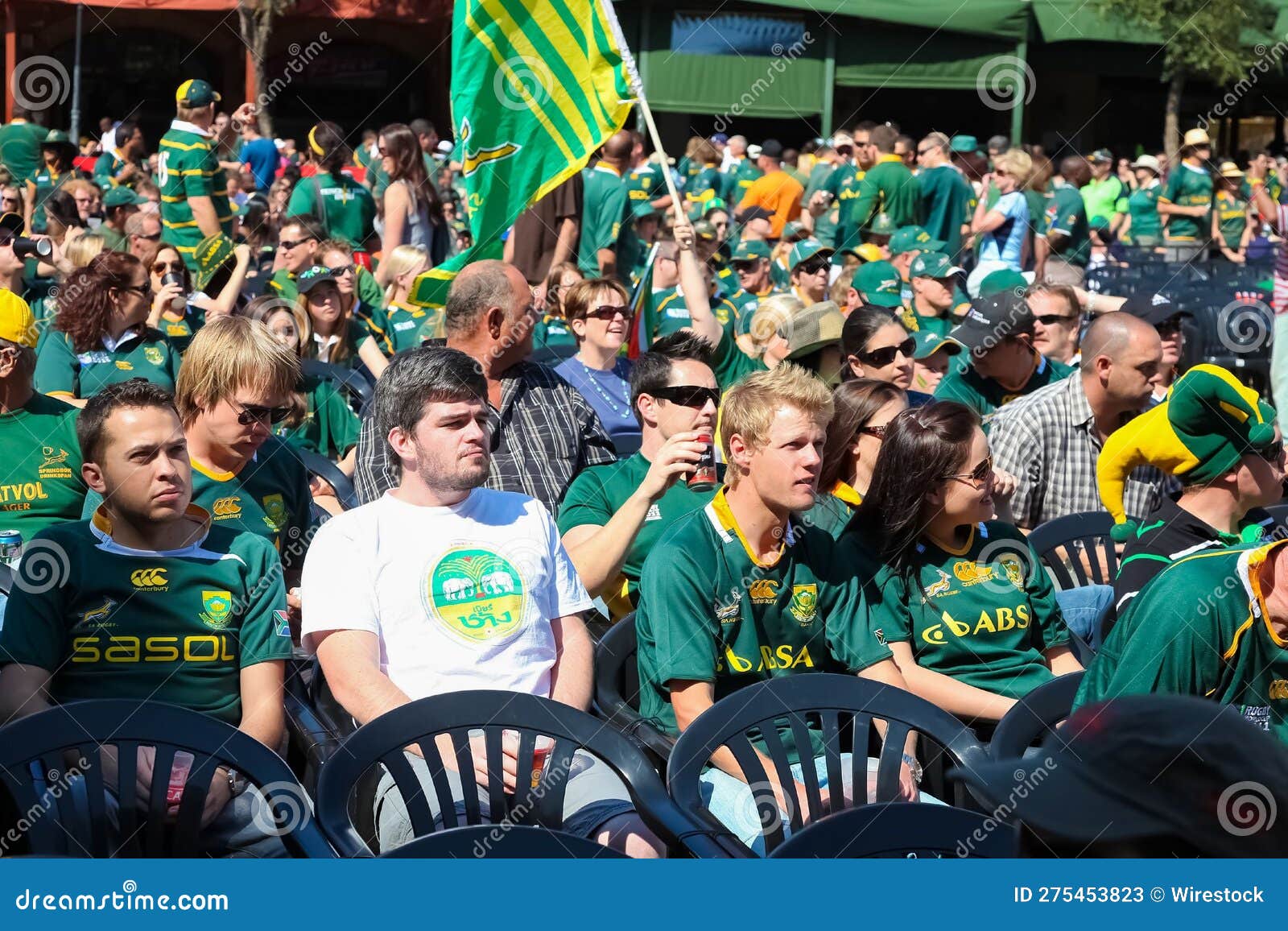 Crowd of People in Green Jerseys Seated for a Rugby Event Editorial ...