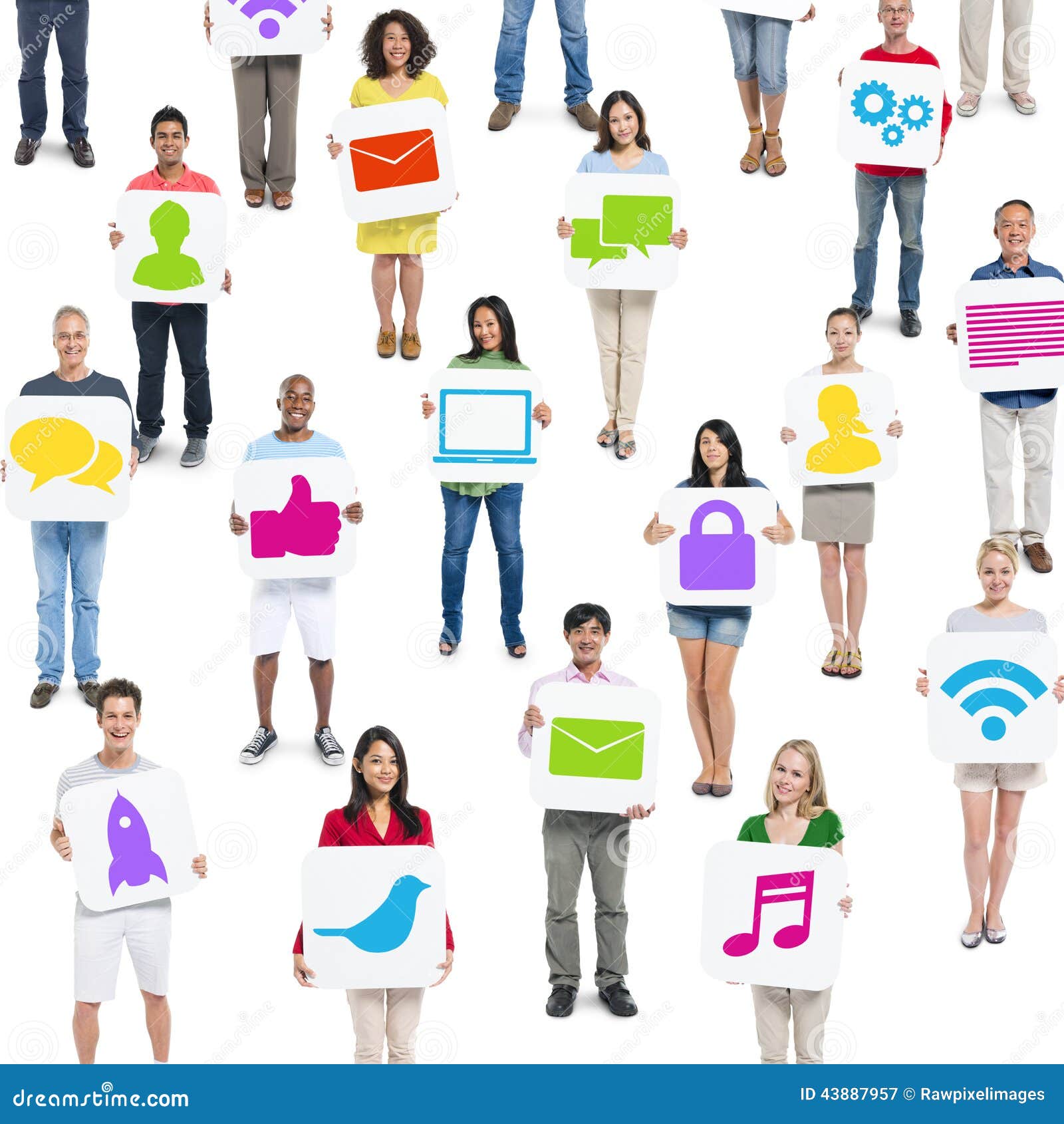 Crowd of People Holding Signs Stock Image - Image of computing, mail ...