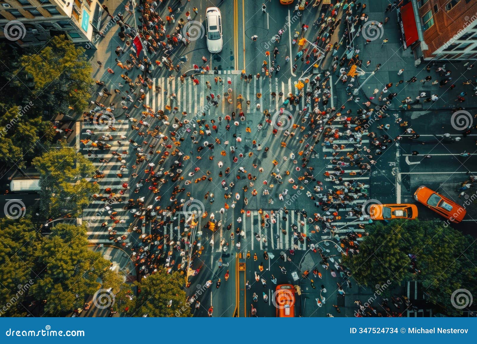 Crowd of People at the Intersection Bird S Eye View Stock Photo - Image ...
