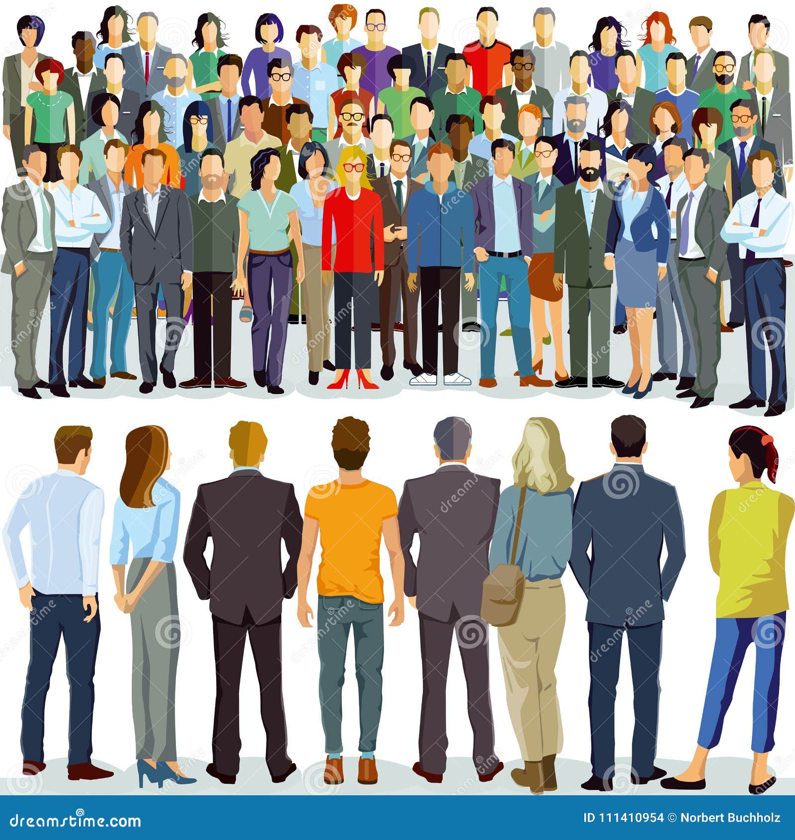 A Crowd of People and a Line of People Stock Vector - Illustration of ...