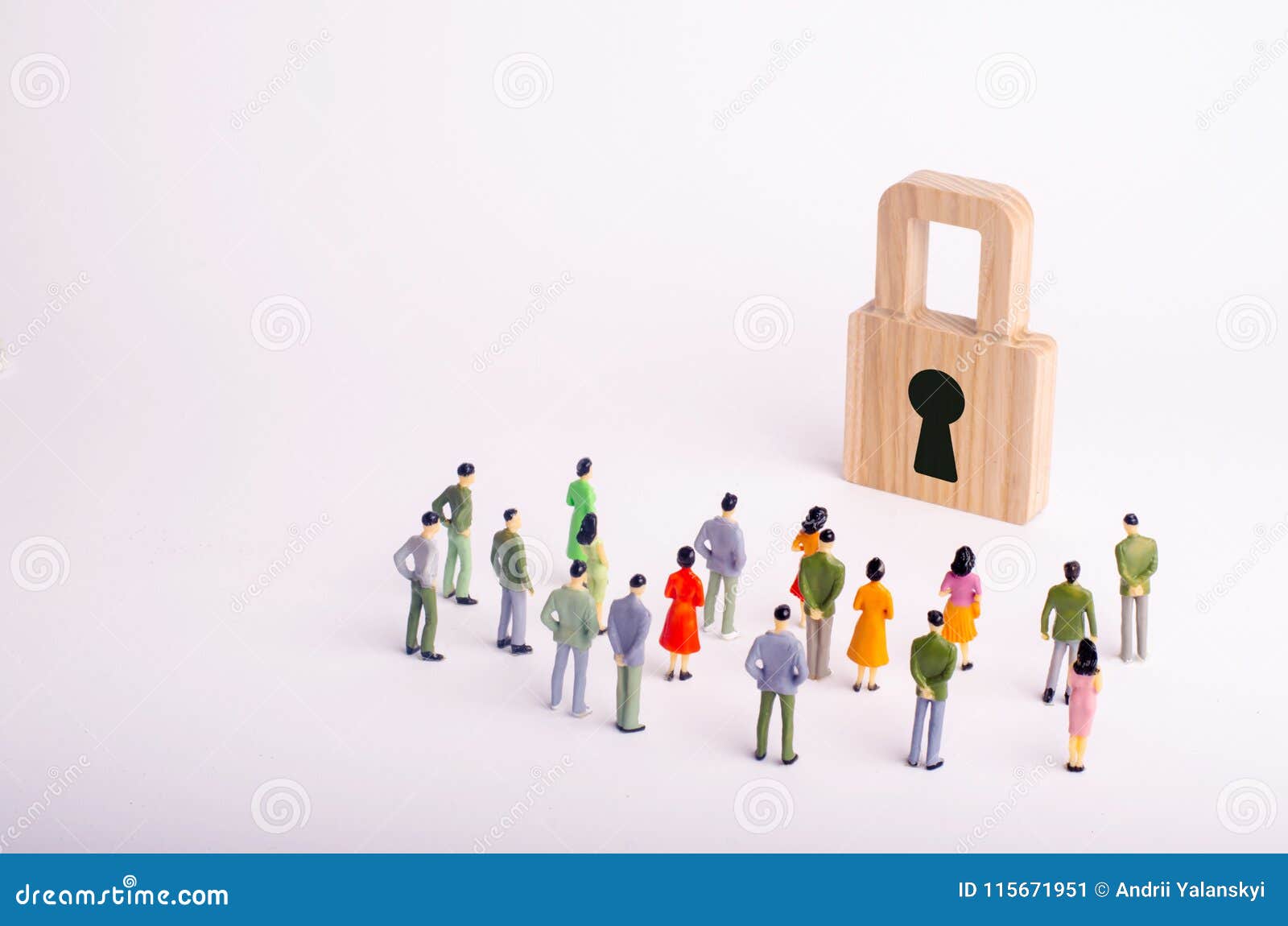 A Crowd of People Looks at the Padlock. the Concept of Security, Cyber ...