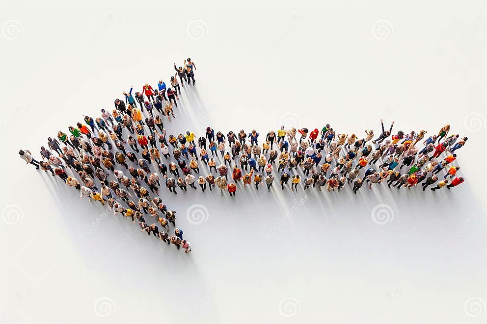 Crowd of People Making Shape of Arrow. Generative AI Stock Illustration ...