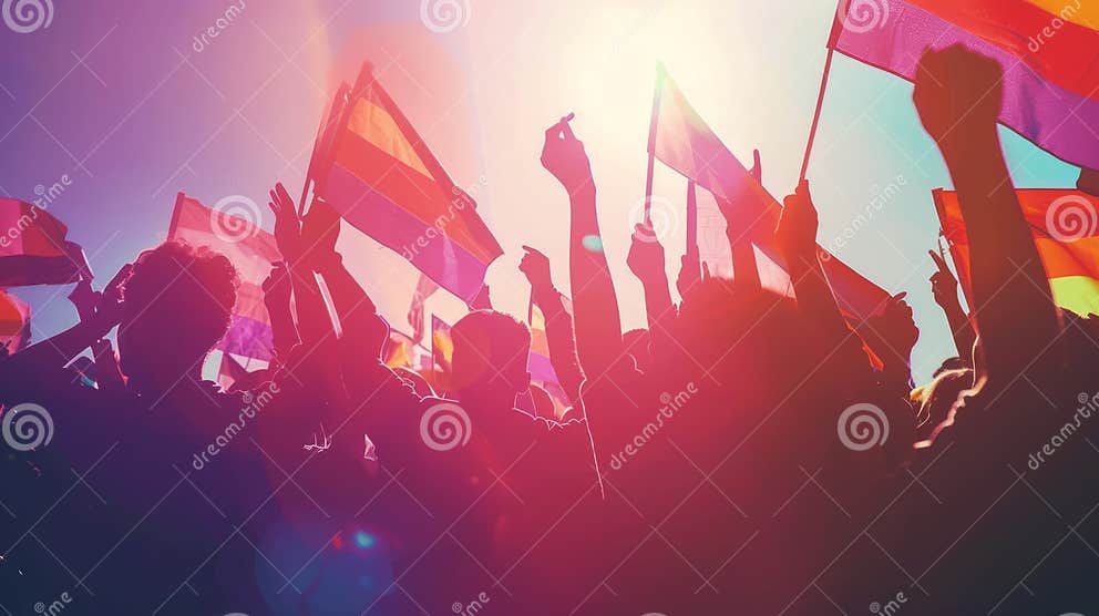 Crowd of People Marching Together for Equality and Unity Stock Image ...