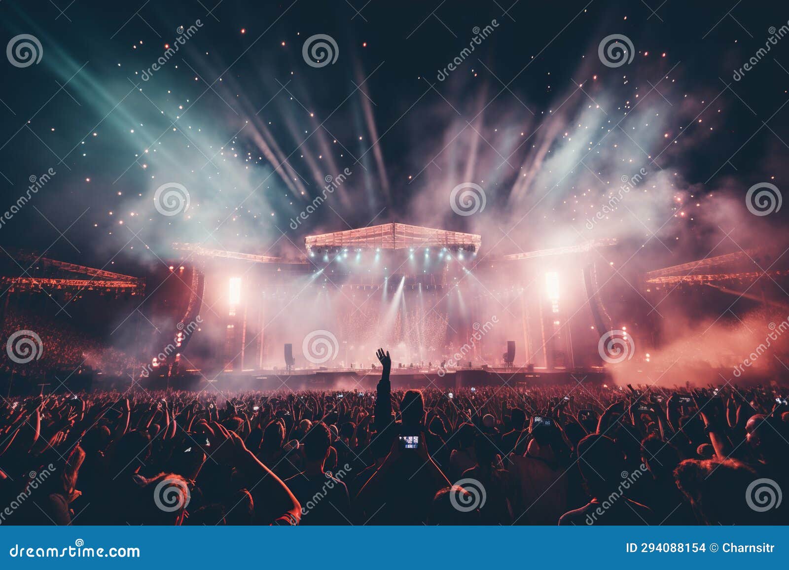Crowd of People at the Music Concert Stage Stock Illustration ...