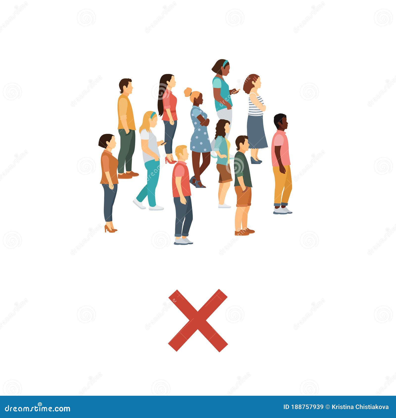 Crowd of People No Distance. Flat Vector Illustration Stock Vector ...