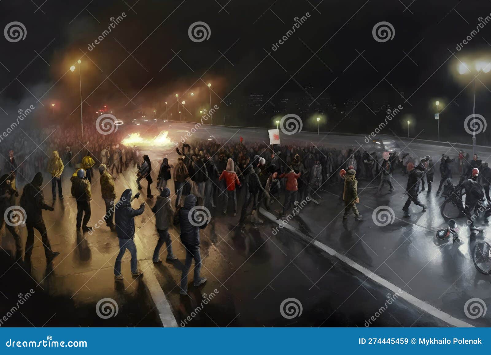 Crowd of People with Posters and Flags Standing in Front of Parliament ...